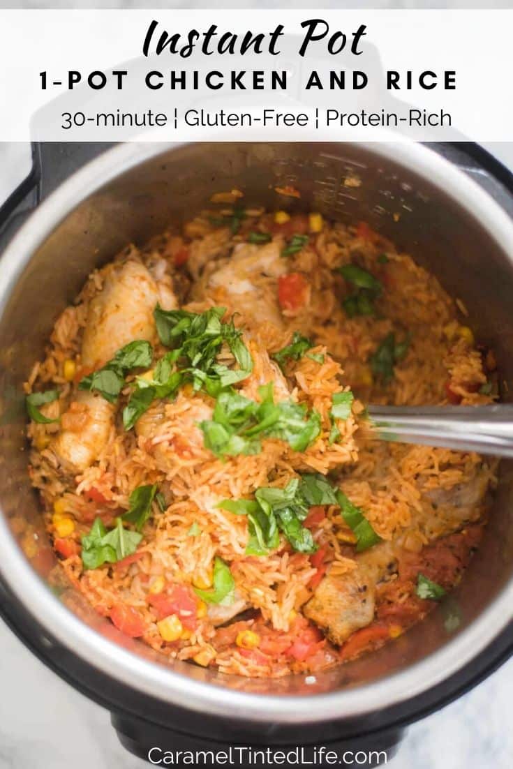 Instant Pot Chicken and Rice - 30 minutes only! - Caramel Tinted Life