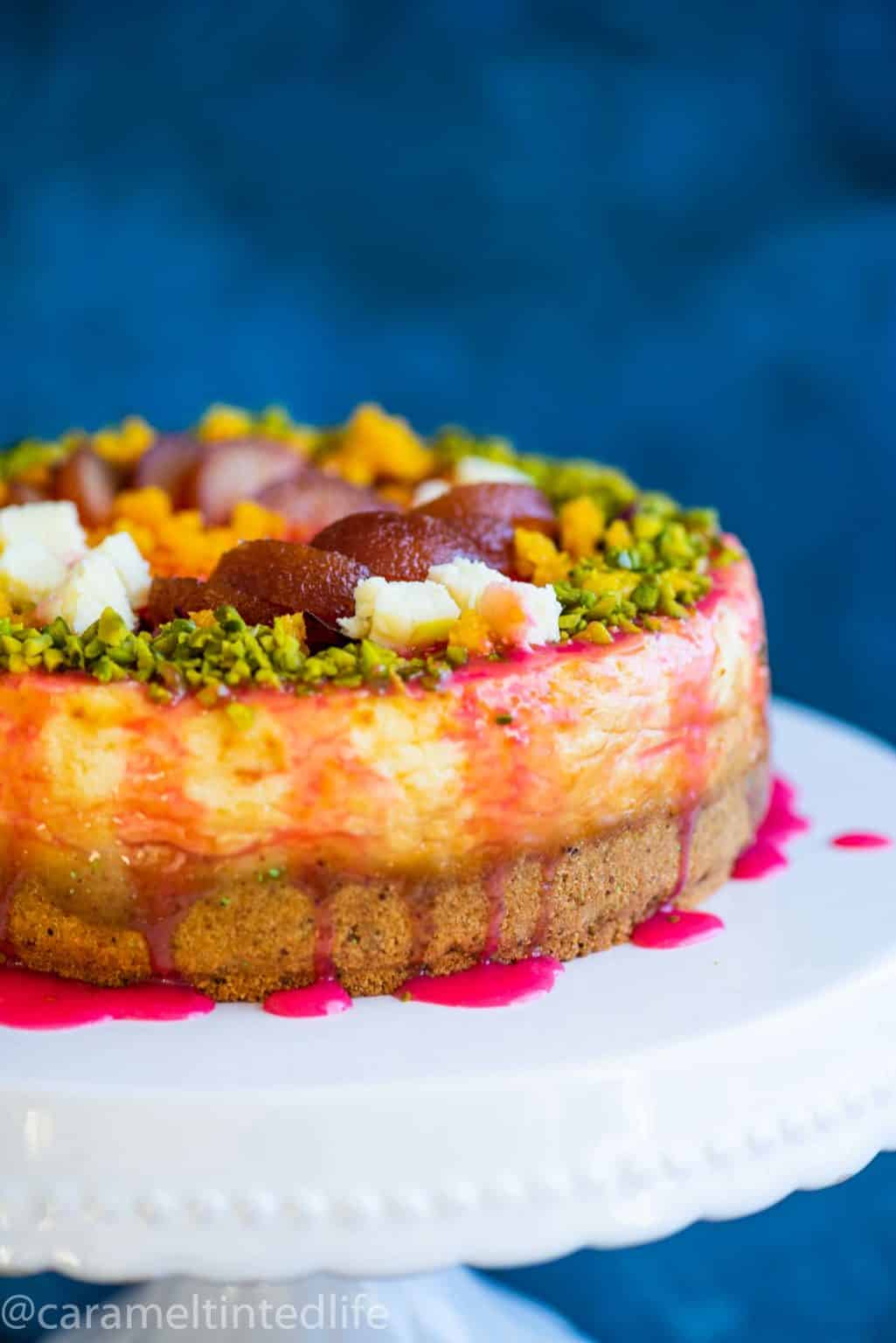 Kesar Pista Rose Cheesecake (Eggless Cheesecake) - Caramel Tinted Life